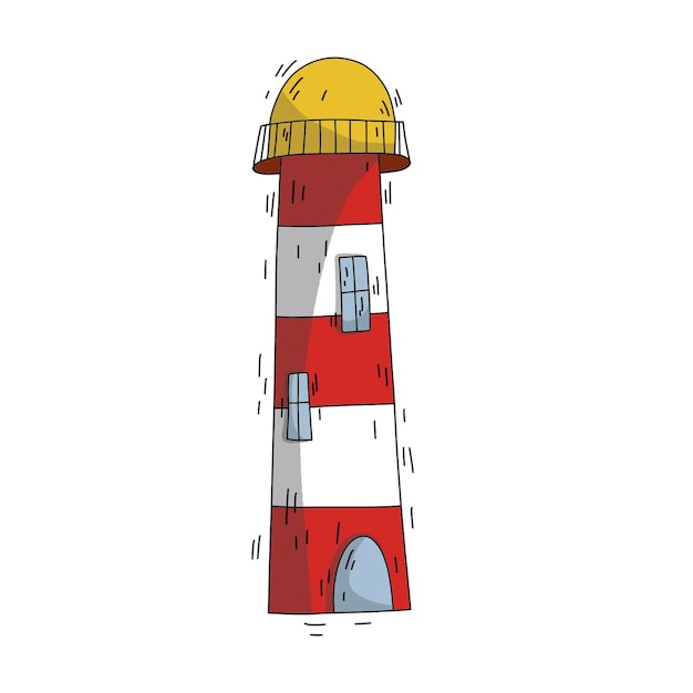 Vibrant Lighthouse in Bold Stripes and Geometric Shapes | Jiffy Designs