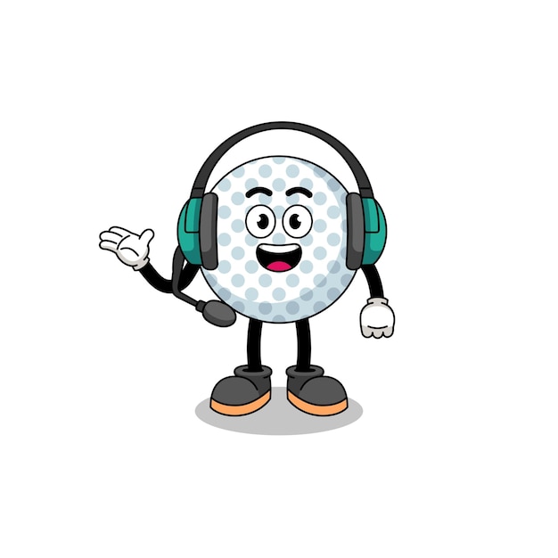 Cheerful Golf Ball Mascot Rocking Out with Headphones | Jiffy Designs