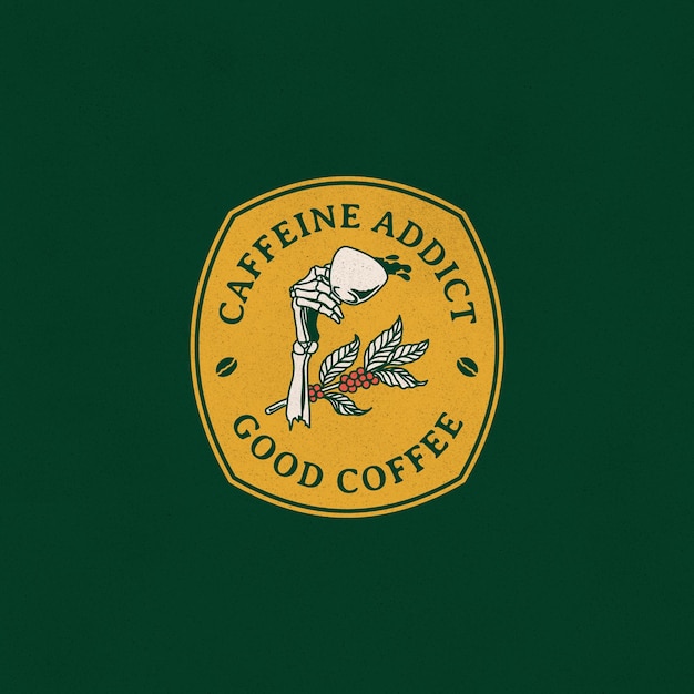 Captivating Caffeine Addict Good Coffee Logo Badge | Jiffy Designs