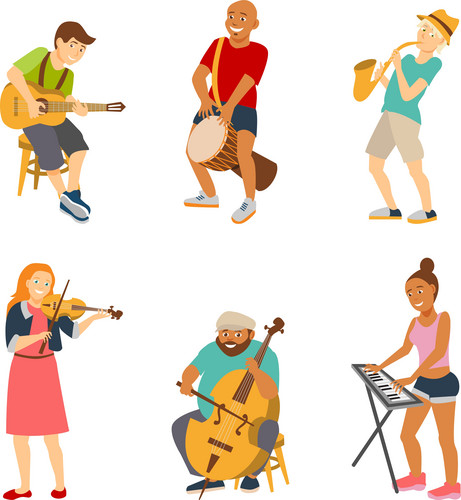 Musician Cartoon Characters Isolated On White Background. Vector ...