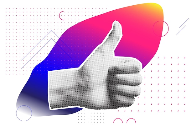 Vibrant Thumbs Up Gesture Against Abstract Backdrop | Jiffy Designs