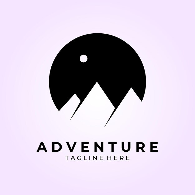 Iconic Adventure Emblem: Soaring Mountains and Shining Moon | Jiffy Designs
