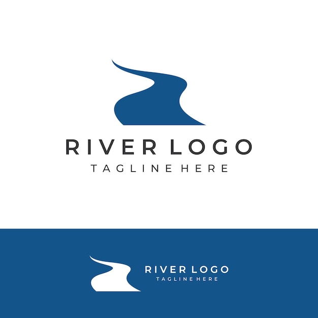 Stylized Blue River Logo with Tagline | Jiffy Designs