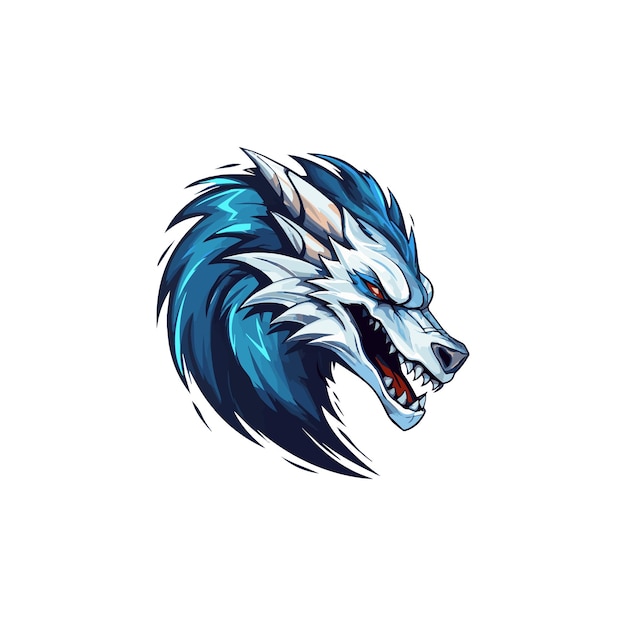 Fierce and Majestic Blue Wolf Head Illustration | Jiffy Designs