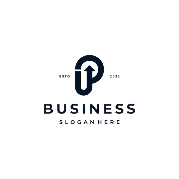Elegant Monogram Logo with Upward Arrow and Vintage Text | Jiffy Designs