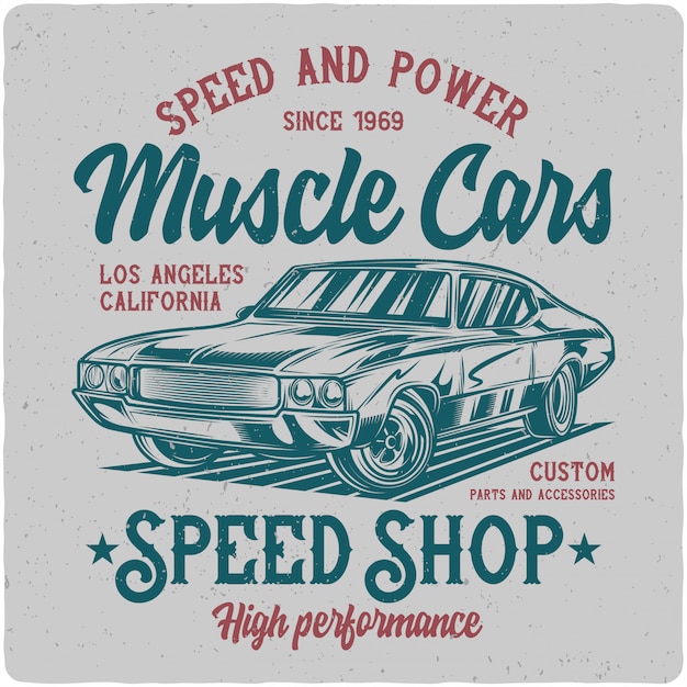 Vintage Muscle Car Speed Shop Poster with Retro Styling | Jiffy Designs