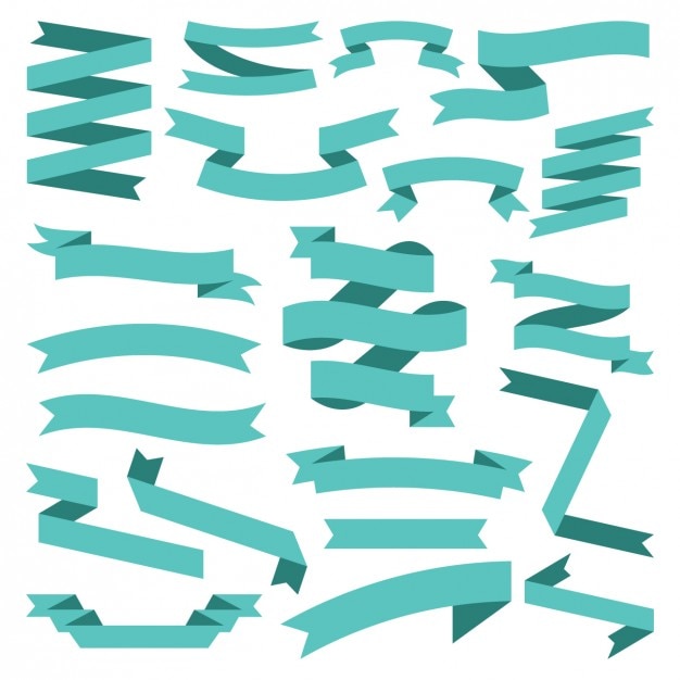 Collection of Teal Ribbon Banners and Curved Arrow Graphics | Jiffy Designs