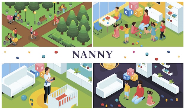 Diverse Scenes Depicting the Multifaceted Role of a Nanny | Jiffy Designs