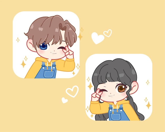 Adorable Anime-Style Chibi Figures in Casual Outfits | Jiffy Designs