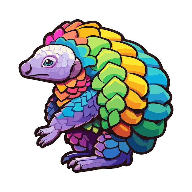 Vibrant Rainbow Pangolin Illustration with Playful Details | Jiffy Designs