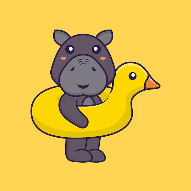 Adorable Hippo Relaxing on Rubber Ducky Float | Jiffy Designs