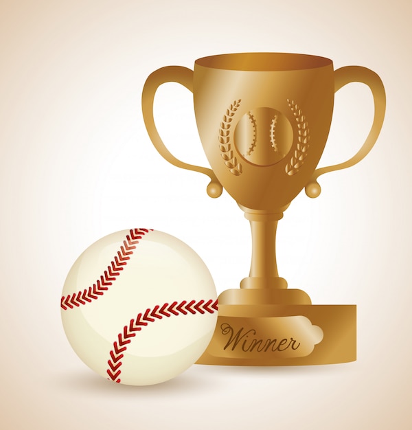 Victorious Baseball Trophy and Ball Illustration | Jiffy Designs