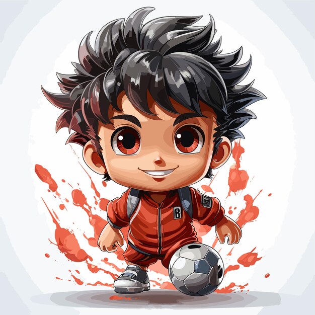 Energetic Soccer Prodigy: Chibi-Style Illustration | Jiffy Designs