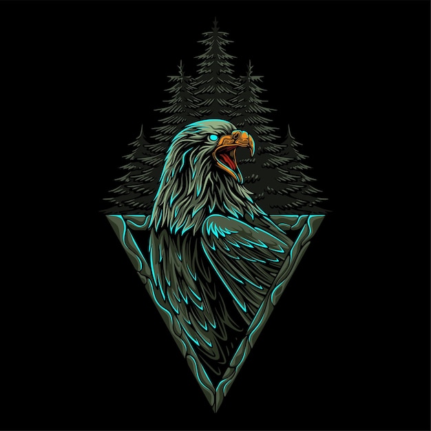 Majestic Emerald Eagle Soaring Through Evergreen Forest | Jiffy Designs