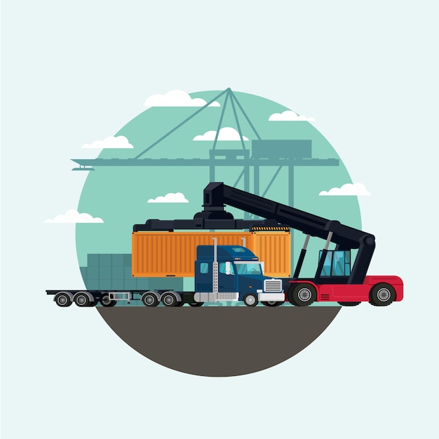 Cargo Truck Transporting Colorful Shipping Containers at Sunset | Jiffy ...