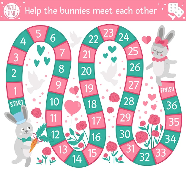 Adorable Bunny Board Game: Bunnies Hopping Through Floral Meadow ...