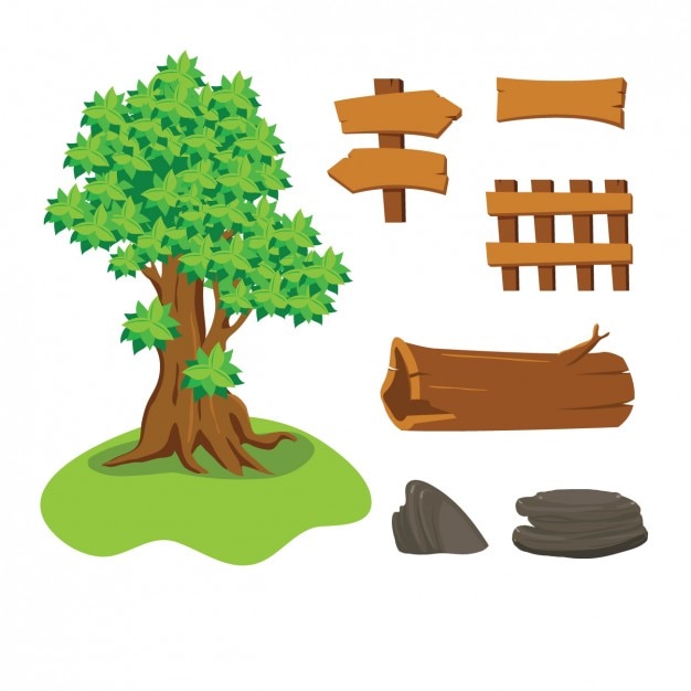 Nature Elements Collection: Tree, Signs, Fence, and Rocks | Jiffy Designs