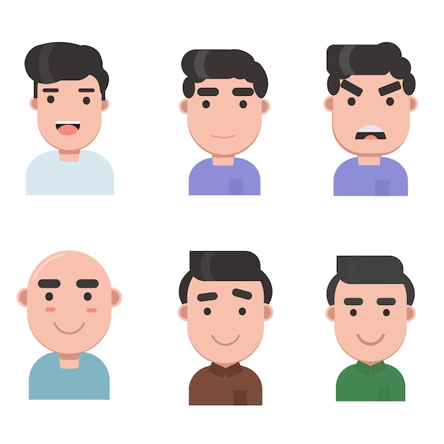 Diverse Set of Expressive Illustrated Male Avatars | Jiffy Designs