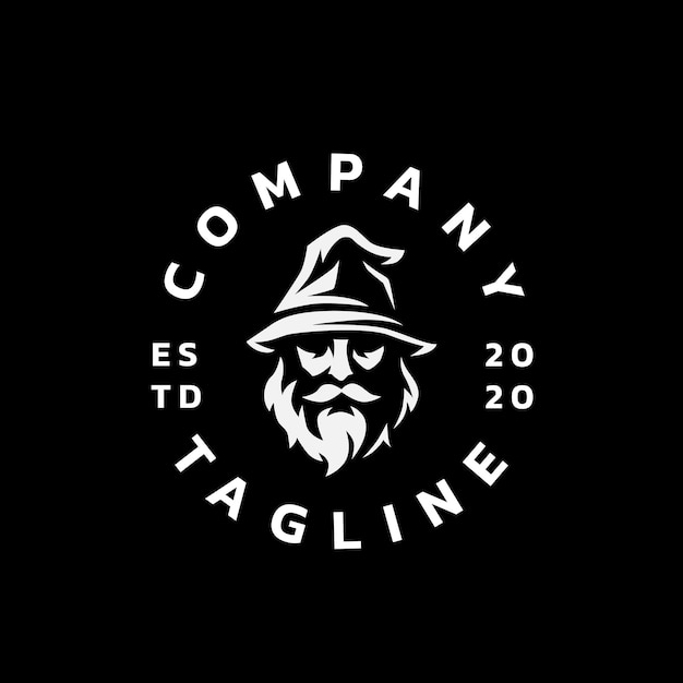 Rugged Wizard Emblem with Typographic Company Tagline | Jiffy Designs