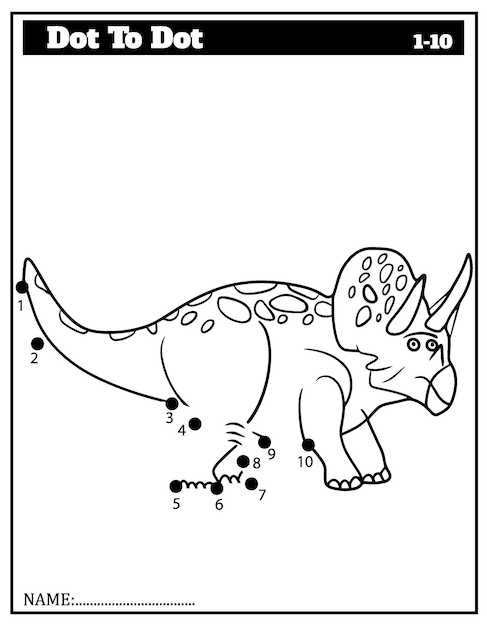 Charming Triceratops Dot-to-Dot Puzzle for Kids | Jiffy Designs