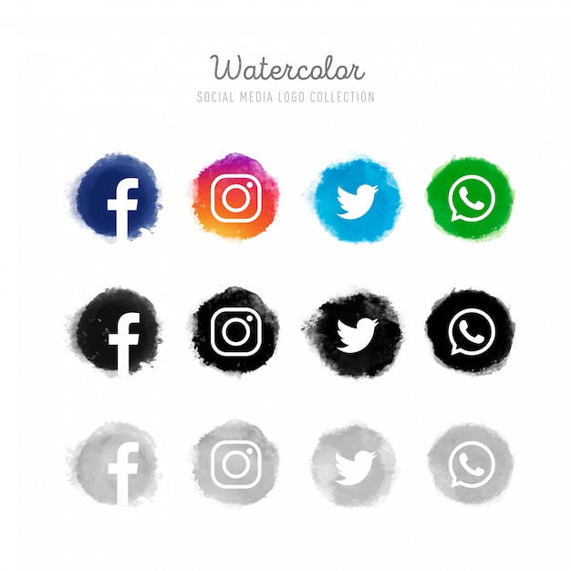 Vibrant Watercolor Social Media Icons with Textured Backgrounds | Jiffy ...
