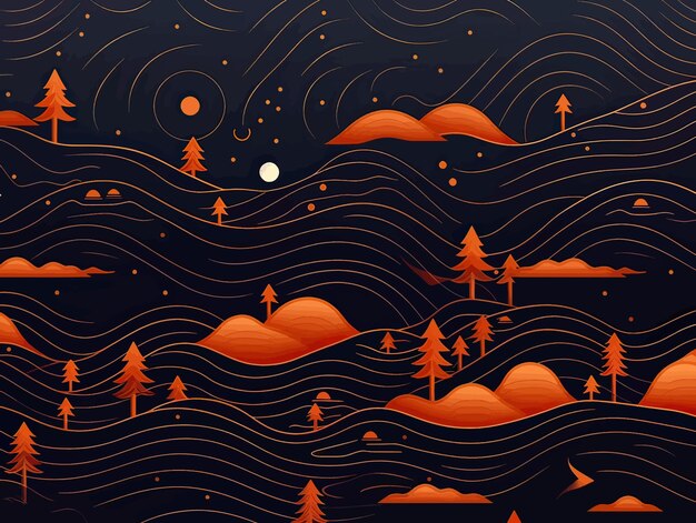 Serene Nightscape with Glowing Orange Hills and Twinkling Stars | Jiffy ...