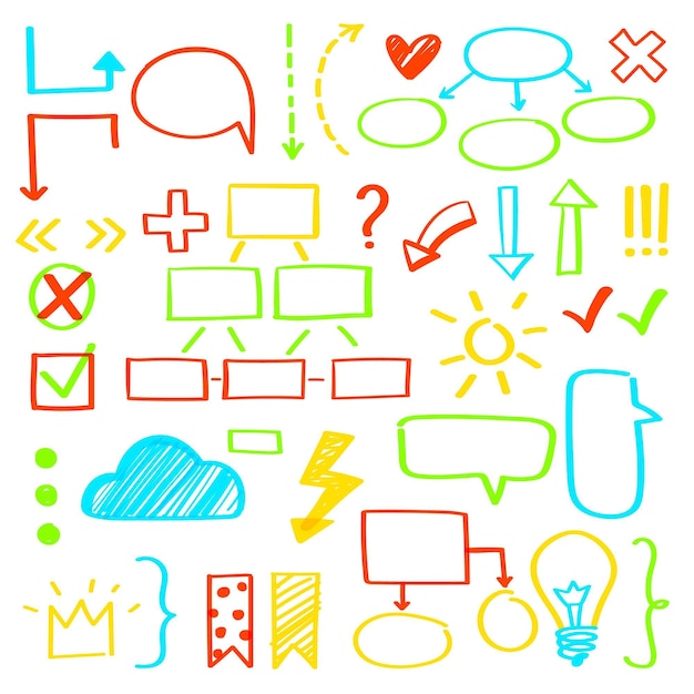 Vibrant Collection of Doodle Symbols and Shapes for Diverse Design ...