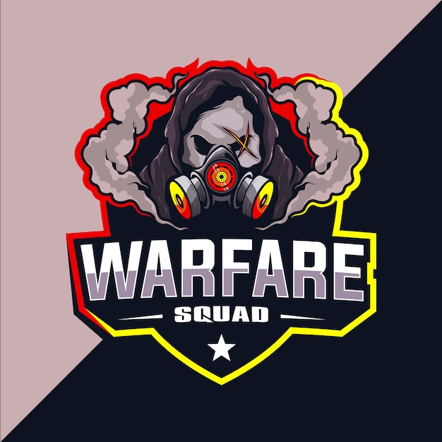Powerful Warfare Squad Emblem with Gas Mask and Smoke | Jiffy Designs