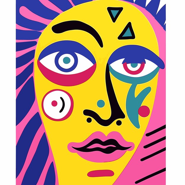 Vibrant Abstract Portrait with Expressive Features | Jiffy Designs