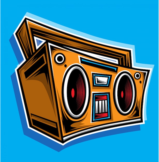 Retro Boombox Illustration with Vibrant Colors and Bold Shapes | Jiffy ...