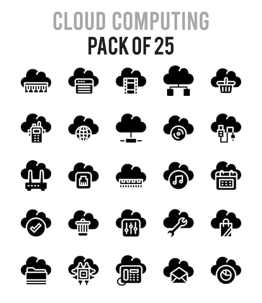 Comprehensive Cloud Computing Icon Set with Diverse Symbols | Jiffy Designs