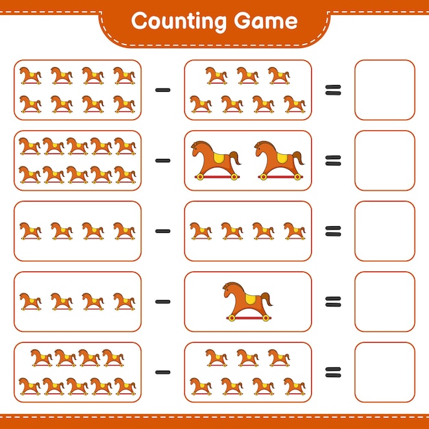 Counting Rocking Horses on an Orange Background | Jiffy Designs