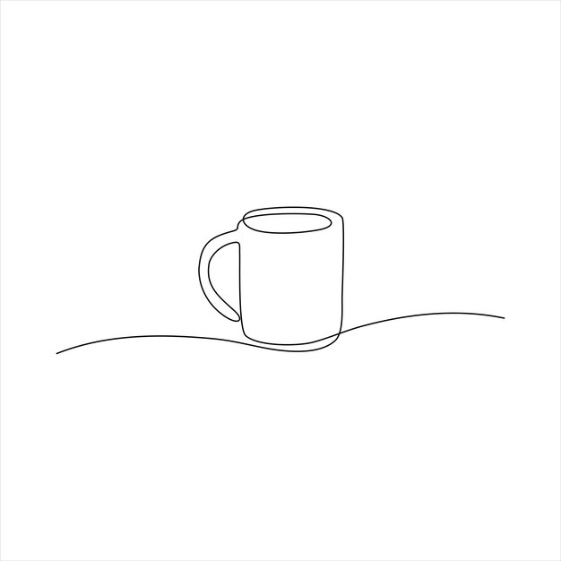 Minimalist Outline of a Ceramic Coffee Mug | Jiffy Designs