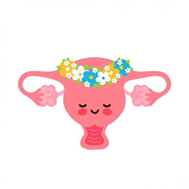 Cheerful Uterus with Floral Crown Illustration | Jiffy Designs