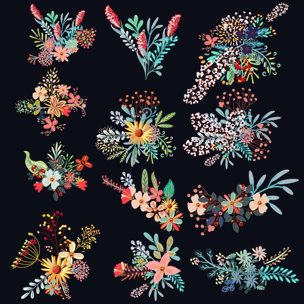 Vibrant Floral Embroidery Designs with Colorful Blooms and Branches ...