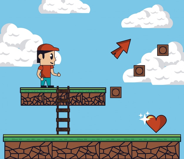 Adventurous Character Navigates Vibrant Platforming Landscape | Jiffy ...