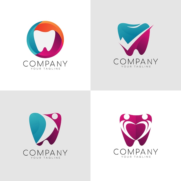 Vibrant Dental Logos with Abstract Tooth Shapes and Curves | Jiffy Designs