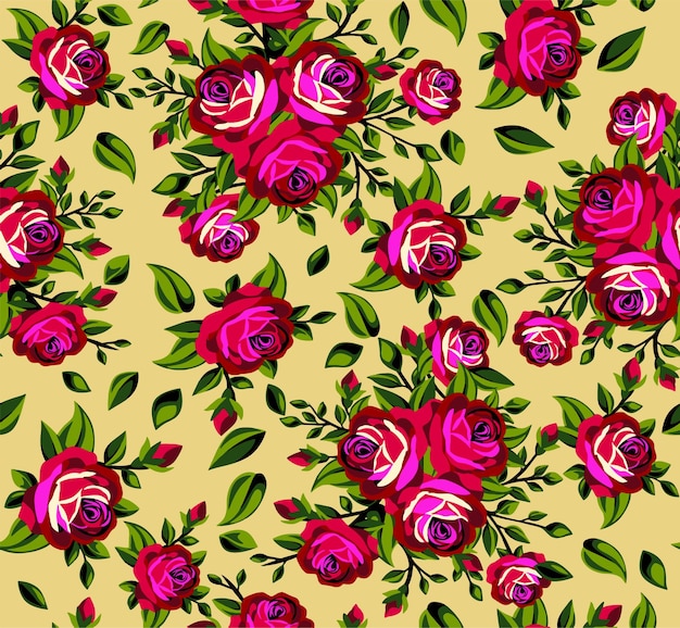 Vibrant Floral Pattern with Bold Red Roses | Jiffy Designs