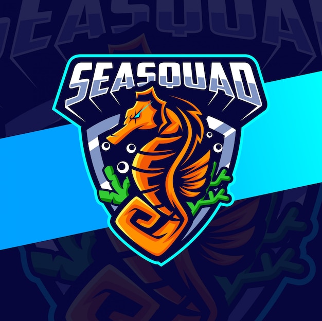 Vibrant Seahorse Emblem for Seasquad Gaming Team | Jiffy Designs