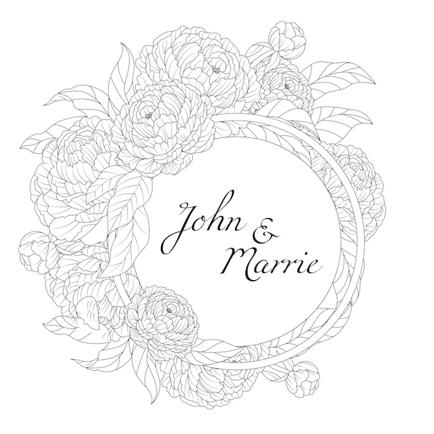 Elegant Floral Wreath with Handwritten Names in Cursive | Jiffy Designs