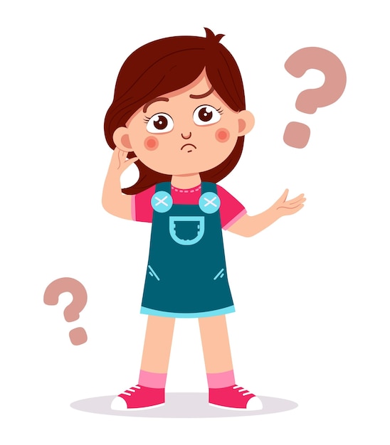 Curious Girl Pondering with Questioning Expression | Jiffy Designs