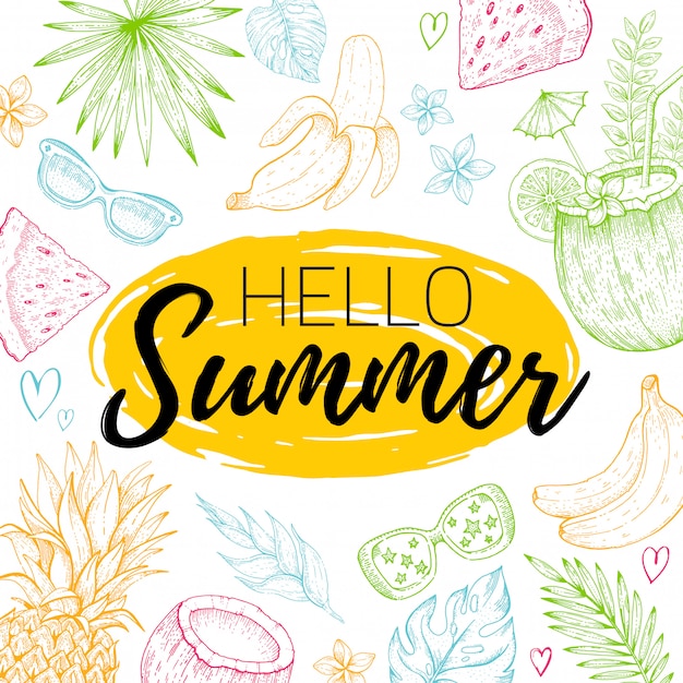 Vibrant Summer-Inspired Doodle Art with Playful Text | Jiffy Designs
