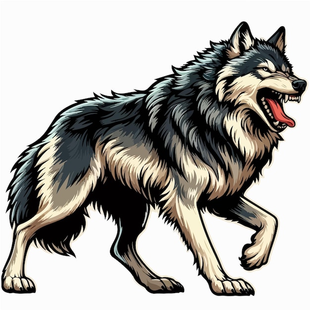 Fierce and Majestic Gray Wolf Baring Fangs | Jiffy Designs