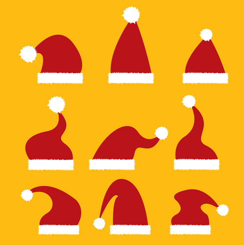 Vector Red Santa Hat Icon Set. Santa Hat Collection. Vector ...
