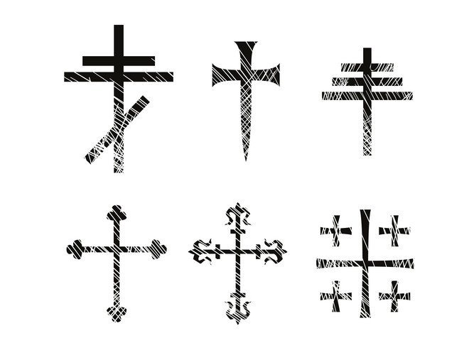Set Of Types Of Christian Crosses. Vector Illustration Of Russian ...