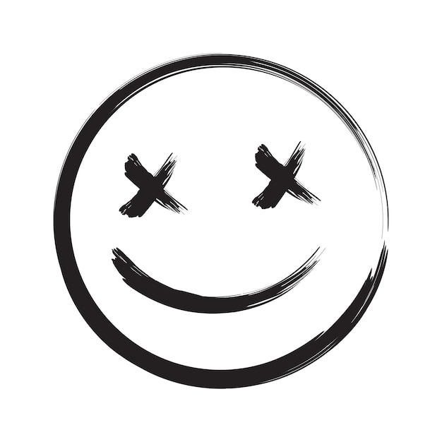 Playful Monochrome Smiley Face with Brushstroke Details | Jiffy Designs