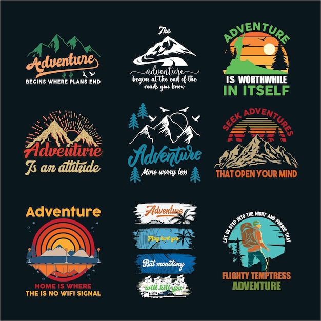 Vibrant Outdoor Adventure Emblems with Scenic Landscapes | Jiffy Designs