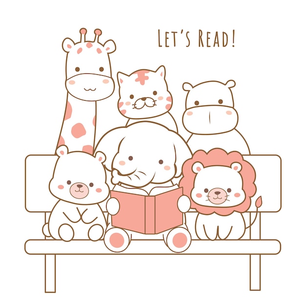 Adorable Animals Reading Together on Cozy Bookshelf | Jiffy Designs