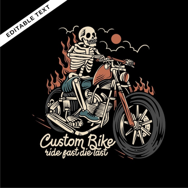 Skeleton Biker Rides Custom Motorcycle Through Fiery Night | Jiffy Designs