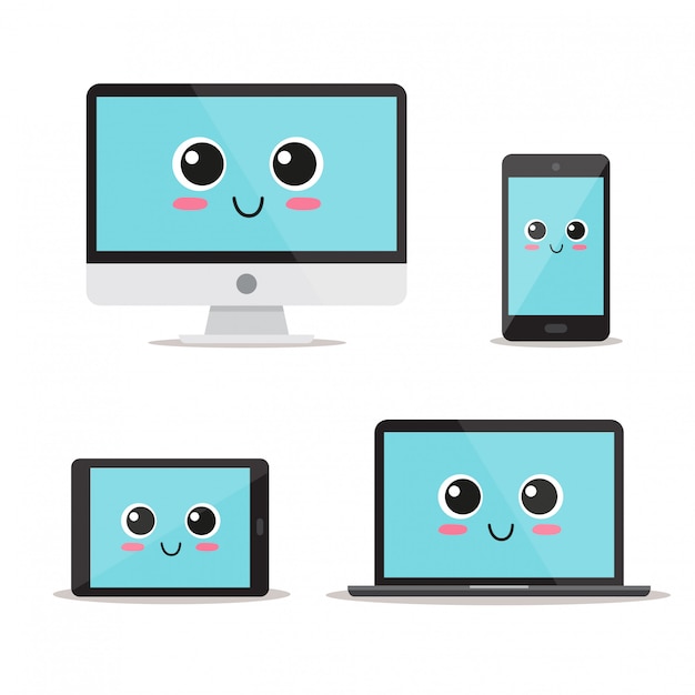 Cheerful Digital Devices with Adorable Cartoon Faces | Jiffy Designs